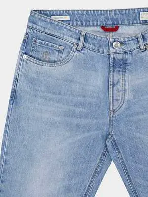 Brunello Cucinelli Logo-stitched Tapered Jeans - Blue