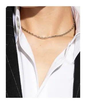 Saint Laurent Logo Plaque Chain Necklace