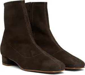 By Far Suede Ankle Boots With Square Toe And Zip Fastening