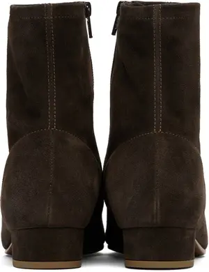 By Far Suede Ankle Boots With Square Toe And Zip Fastening