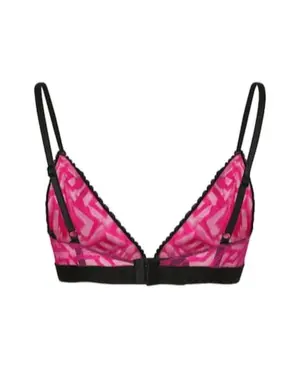 Versace Tulle Letter Combination Triangle Bra Underwear - Pink