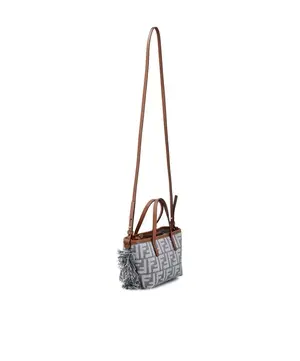 Fendi Ff Jacquard Fringed Tote Bag - Gray
