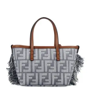 Fendi Ff Jacquard Fringed Tote Bag - Gray