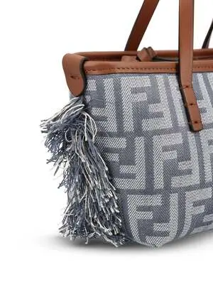 Fendi Ff Jacquard Fringed Tote Bag - Gray