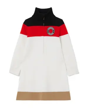 Burberry Color-block Wool Blend Knit Dress With Zip Front