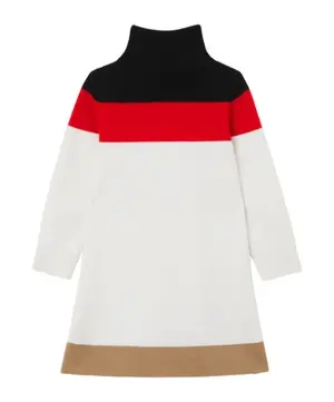 Burberry Color-block Wool Blend Knit Dress With Zip Front