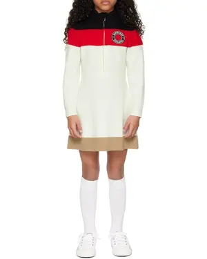 Burberry Color-block Wool Blend Knit Dress With Zip Front