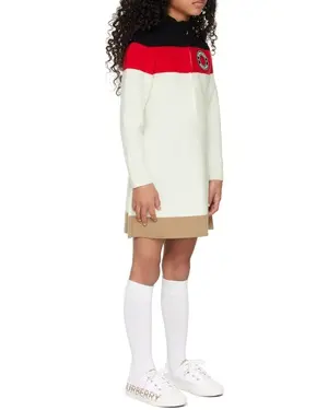 Burberry Color-block Wool Blend Knit Dress With Zip Front