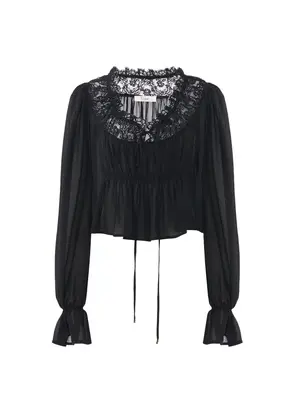 Chloé Cropped Lace-trimmed Top