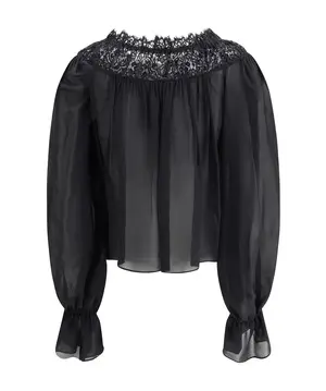 Chloé Cropped Lace-trimmed Top