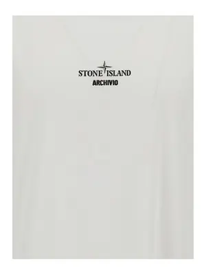 Stone Island Logo Printed Crewneck T-shirt - White