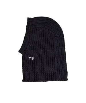 Y3 Ribbed Knit Balaclava With Embroidered Logo