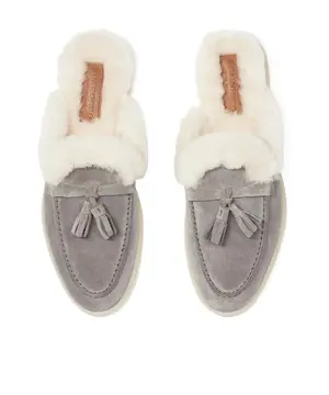 SCAROSSO Lucrezia Shearling Slip-on Mules