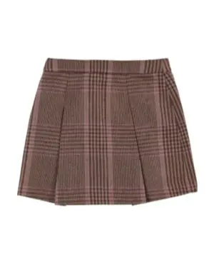 Bonpoint Logo Wool Skirt With Checked Print