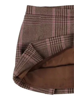 Bonpoint Logo Wool Skirt With Checked Print