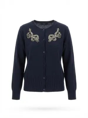 Max Mara Embellished Bow Long-sleeve Cardigan