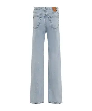 TOTEME Logo-patch Straight Leg Jeans - Light Blue
