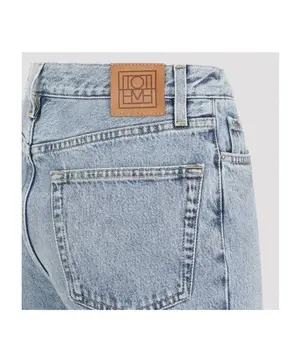 TOTEME Logo-patch Straight Leg Jeans - Light Blue