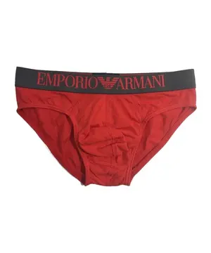 Emporio Armani Elastic Waist Logo Panties - Red