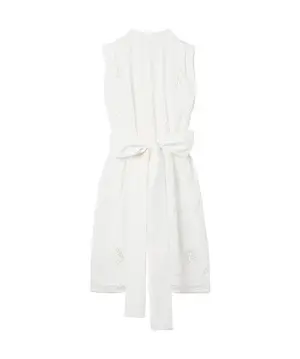 Erdem Sleeveless Embroidered Dress With Belt And Cape Effect