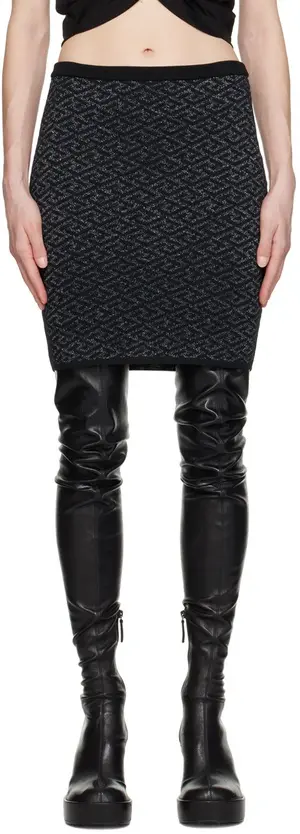 Versace Monogram Jacquard Knit Mini Skirt