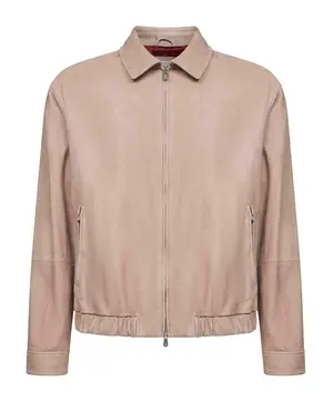 Brunello Cucinelli Zip-up Suede Jacket - Beige