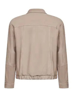 Brunello Cucinelli Zip-up Suede Jacket - Beige