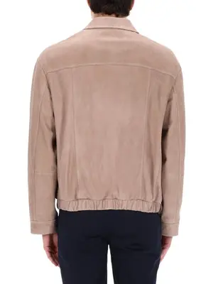 Brunello Cucinelli Zip-up Suede Jacket - Beige