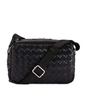 Bottega Veneta Intrecciato Leather Shoulder Bag - Black