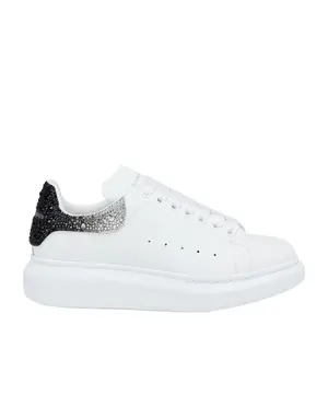 Alexander McQueen Oversized Lace-up Sneakers With Crystal Embellishments - White/grey