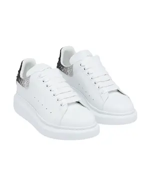 Alexander McQueen Oversized Lace-up Sneakers With Crystal Embellishments - White/grey