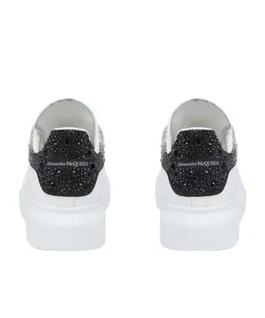 Alexander McQueen Oversized Lace-up Sneakers With Crystal Embellishments - White/grey