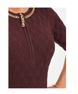Elisabetta Franchi Diamond Pattern Knitted Mini Dress - Red