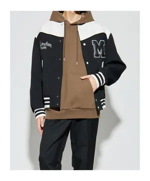 Mcm München Varsity Bomber Jacket - Black