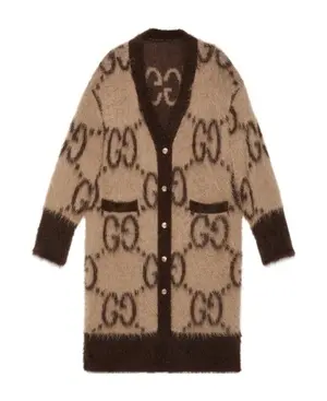 Gucci Gg Jacquard Brushed Cardigan Coat