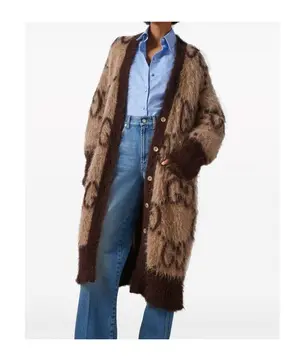 Gucci Gg Jacquard Brushed Cardigan Coat