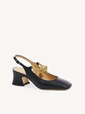 Chloé Charms High Heel Slingback Sandals - Black