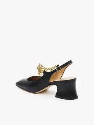 Chloé Charms High Heel Slingback Sandals - Black