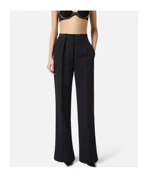 Elisabetta Franchi Tailored Trousers With Button Detail - Black