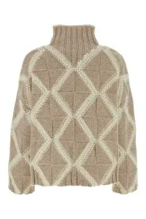 Bottega Veneta Argyle Intarsia Knit High Collar Jumper