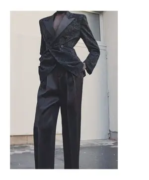 Saint Laurent High Waist Straight Leg Pants - Black