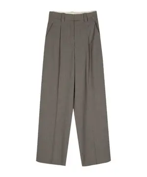 ALYSI Houndstooth Wide-leg Trousers - Gray