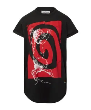 VIVIENNE WESTWOOD Swirl Longline T-shirt - Black