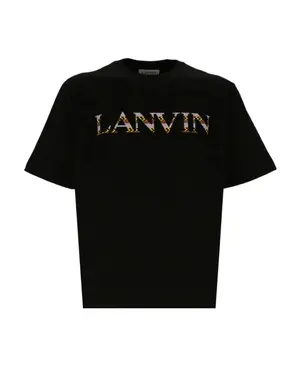 LANVIN Contrast Logo-print Crew-neck T-shirt - Black