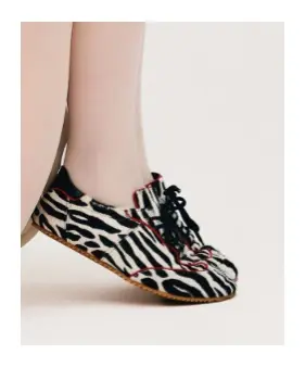 SCAROSSO Riley Printed Lace-up Sneakers - Zebra