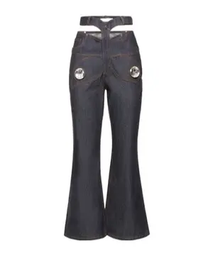 AREA Belt Ring Jeans With Crystal Embellishments