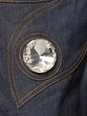 AREA Belt Ring Jeans With Crystal Embellishments