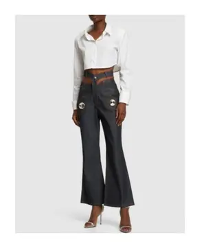 AREA Belt Ring Jeans With Crystal Embellishments