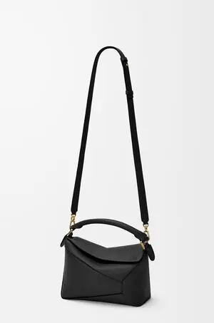 Loewe Small Puzzle Edge Leather Tote Bag - Black