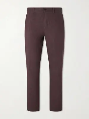 Onia Straight-leg Linen-blend Trousers - Brown
